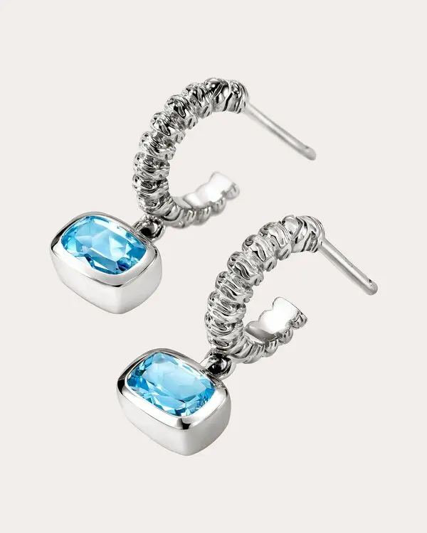 John Hardy Swiss Topaz Heishi Gem Hoop Earrings