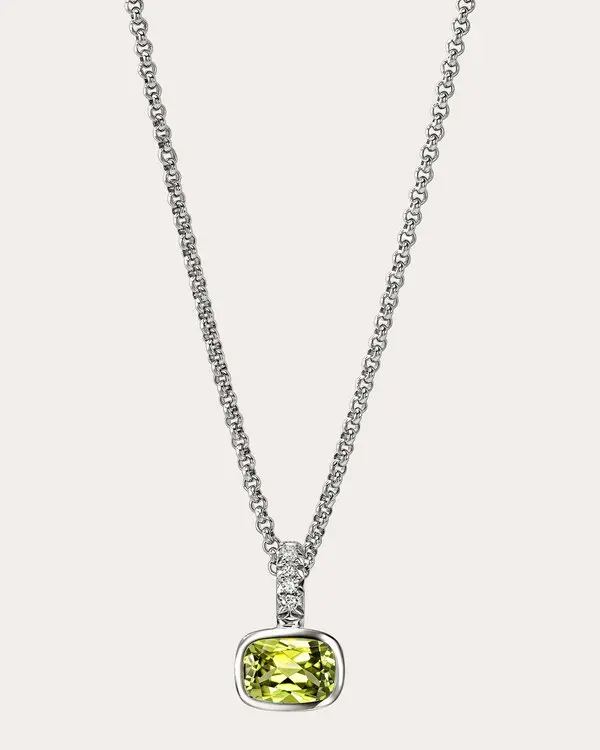 John Hardy Peridot And Diamond Heishi Gem Pendant Necklace - Silver