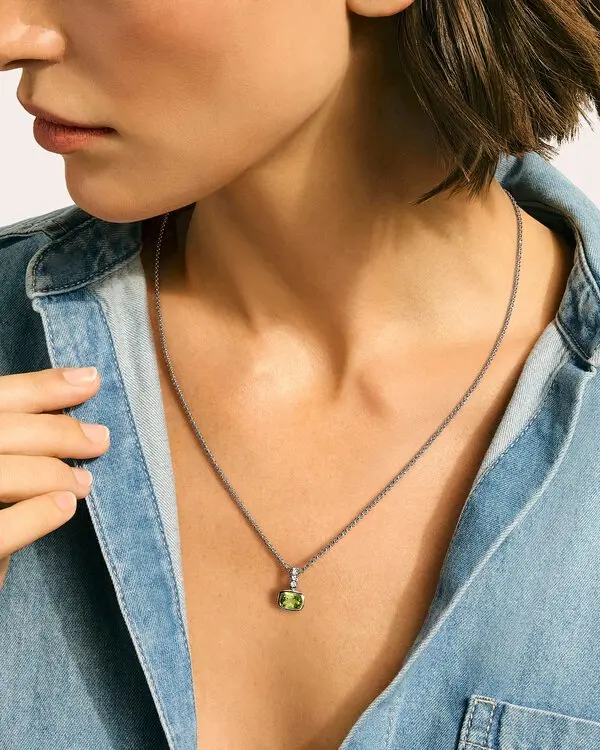 John Hardy Peridot And Diamond Heishi Gem Pendant Necklace