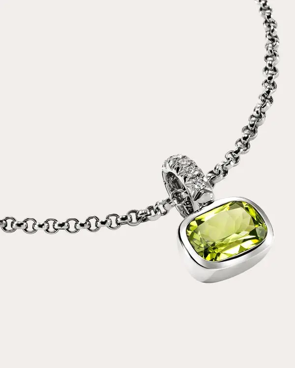 John Hardy Peridot And Diamond Heishi Gem Pendant Necklace