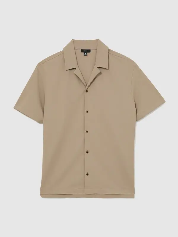 REISS River Textured Cuban-collar Short-sleeve Shirt