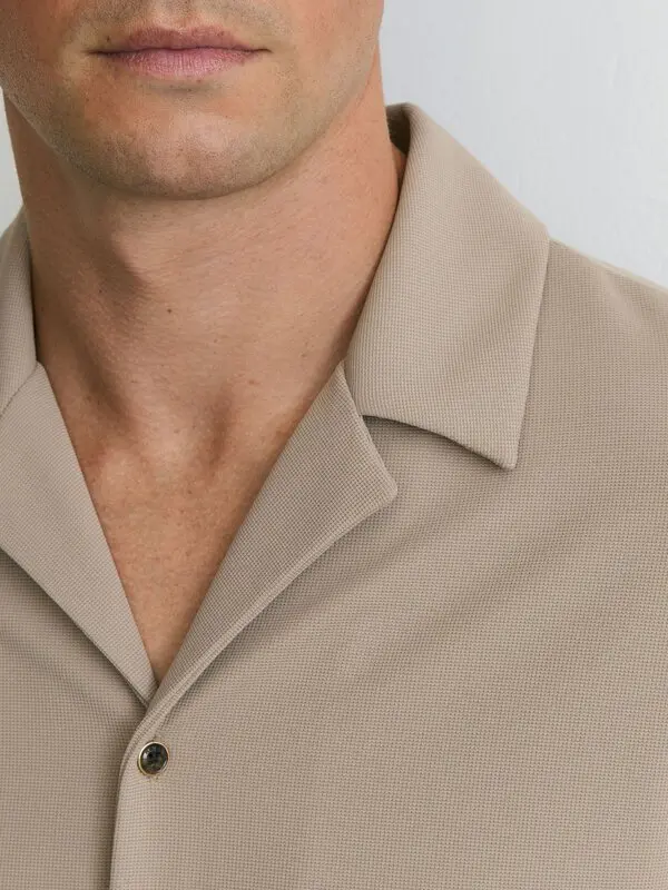 REISS River Textured Cuban-collar Short-sleeve Shirt