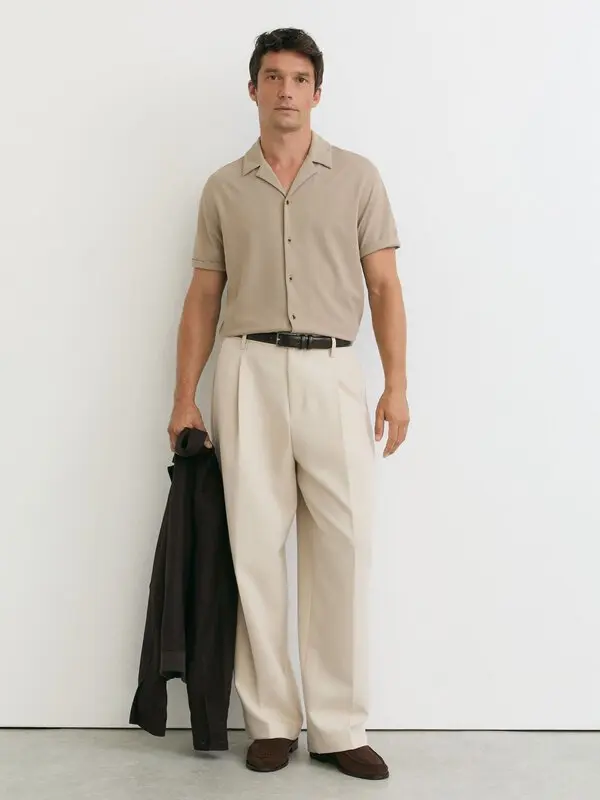 REISS River Textured Cuban-collar Short-sleeve Shirt