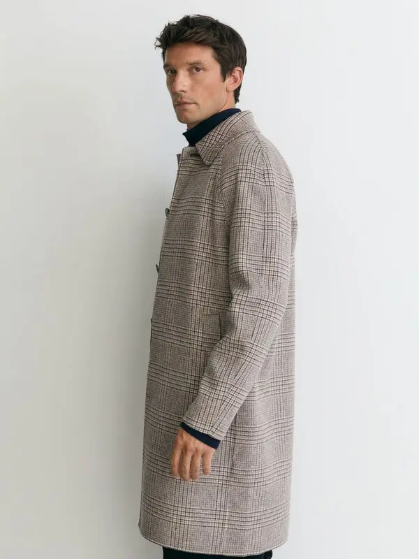 REISS Morpeth Wool-blend Check Single-breasted Overcoat