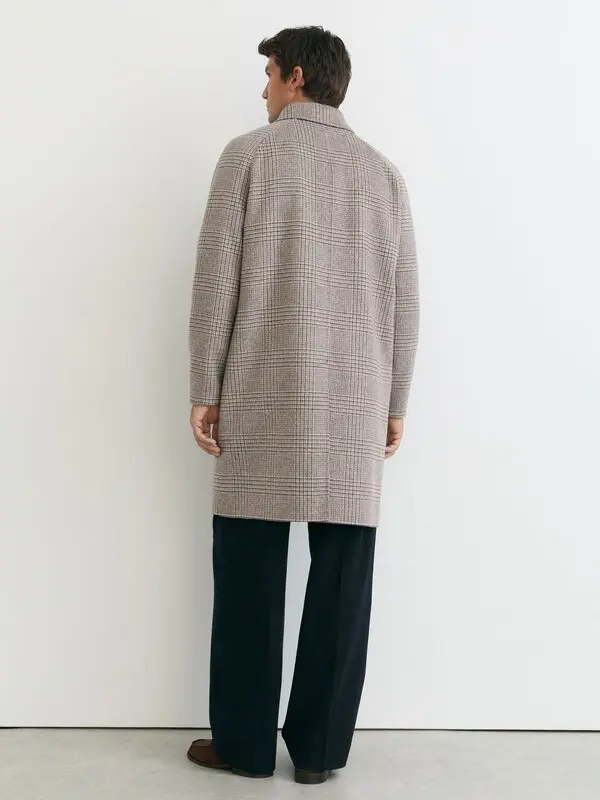 REISS Morpeth Wool-blend Check Single-breasted Overcoat