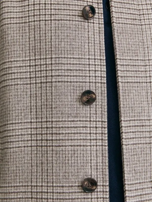 REISS Morpeth Wool-blend Check Single-breasted Overcoat - Stone Check