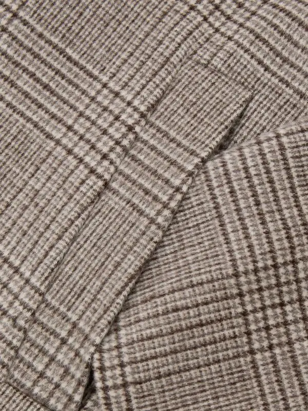 REISS Morpeth Wool-blend Check Single-breasted Overcoat - Stone Check