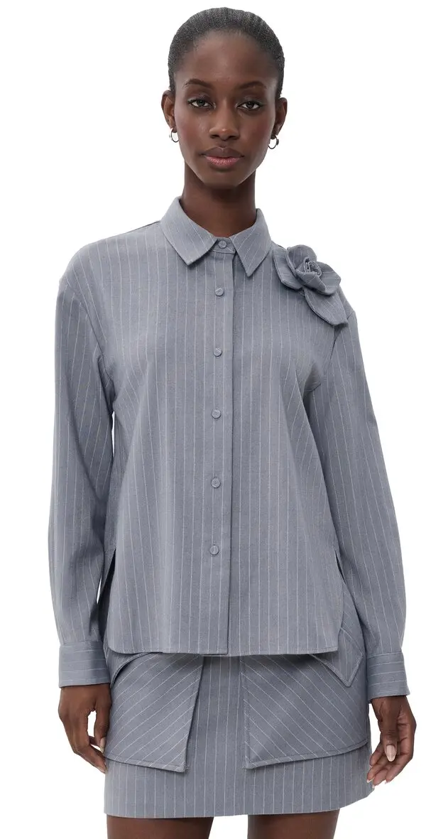 AKNVAS Flor Pinstripe Button Down Shirt