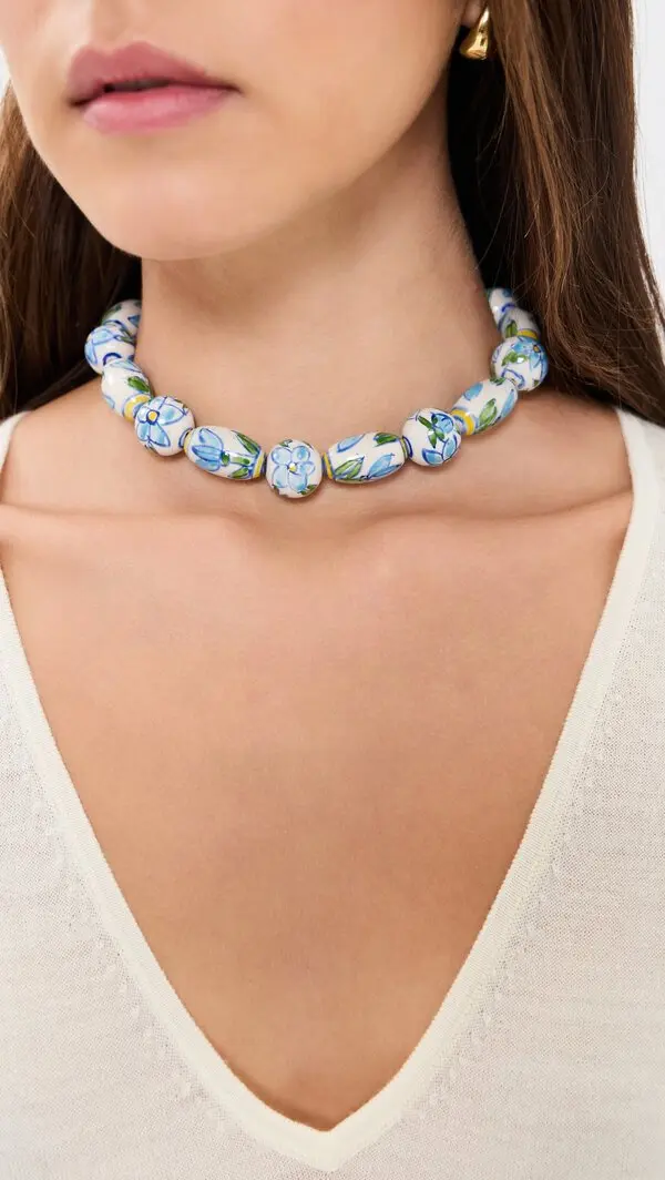 LOGAN TAY Floral Beaded Necklace