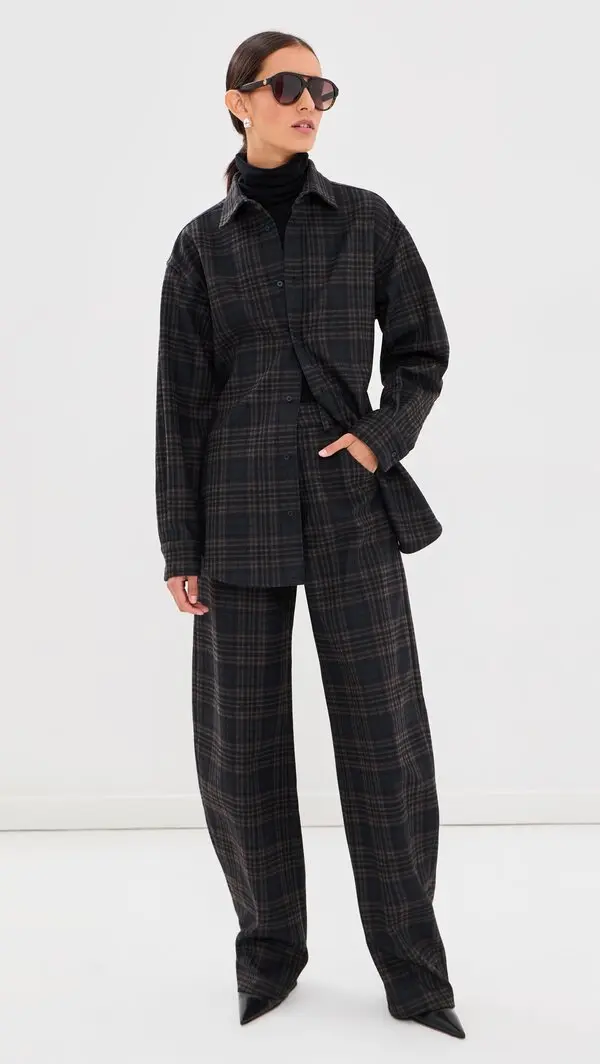 DARKPARK Tartan Barrel Leg Pants
