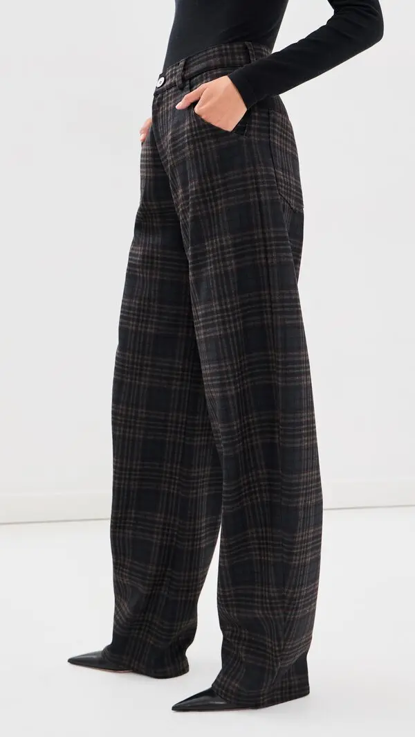 DARKPARK Tartan Barrel Leg Pants