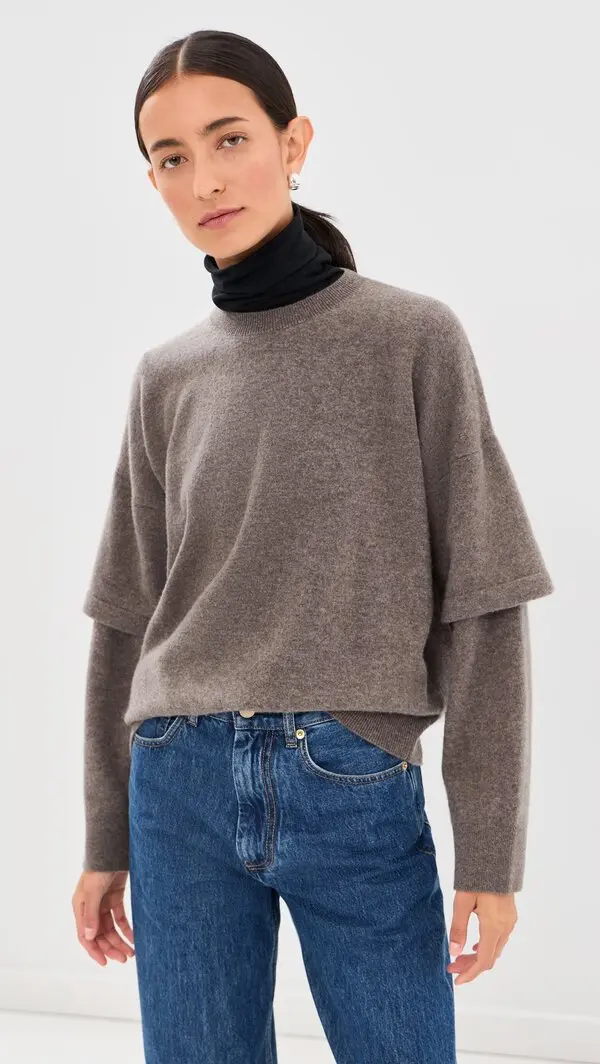 DARKPARK Troy Knit Double Sleeve Sweater - Brown