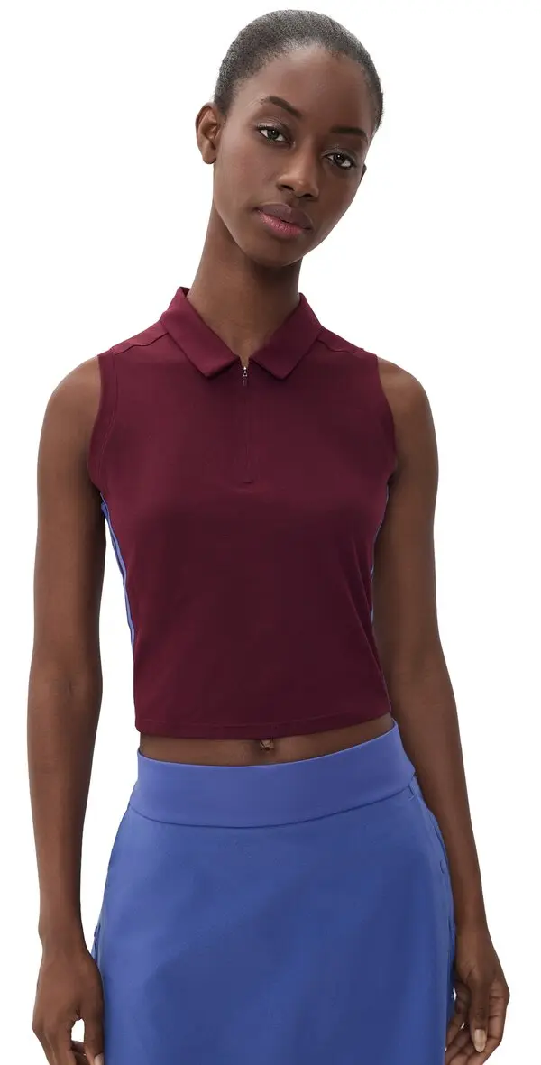 Adidas Beyond Crop Polo Tank - Maroon