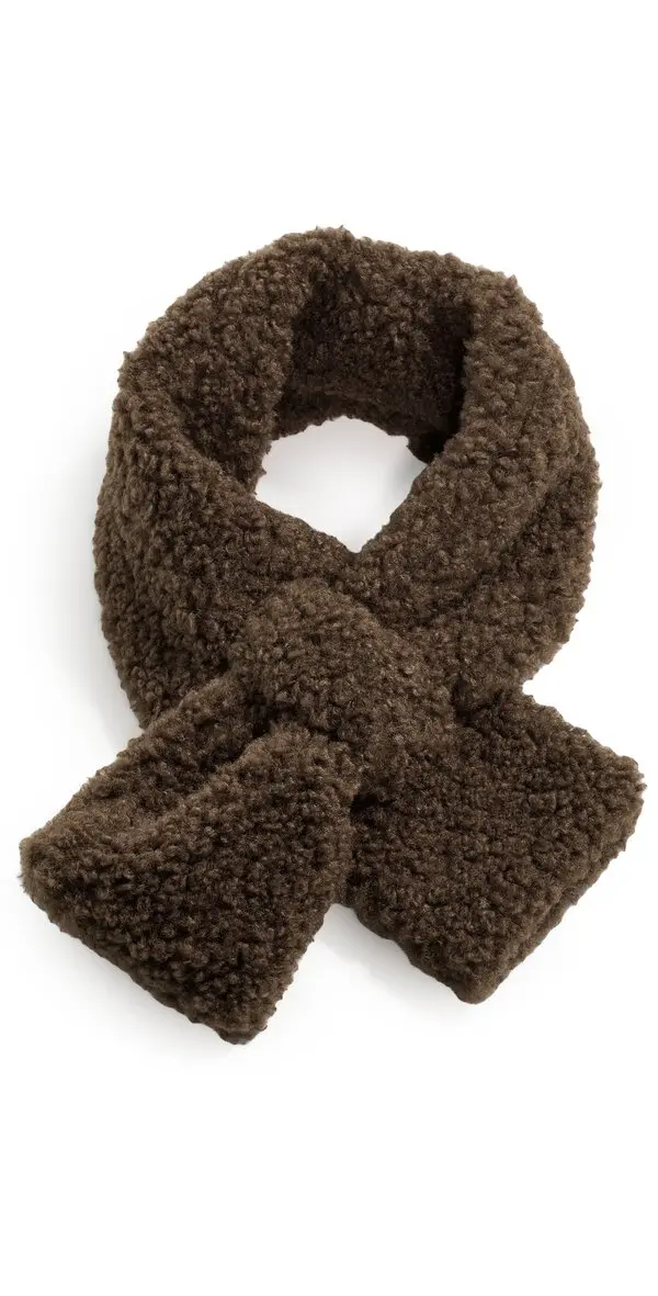 Hat Attack Teddy Sherpa Pull Thru Scarf - Brown