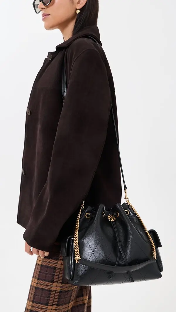 Tory Burch Charlie Quilted Drawstring Shoulder Bag