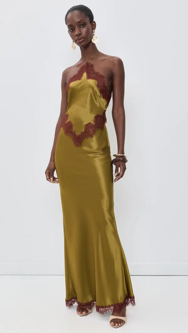 Retrofete Everly Satin Halter Gown
