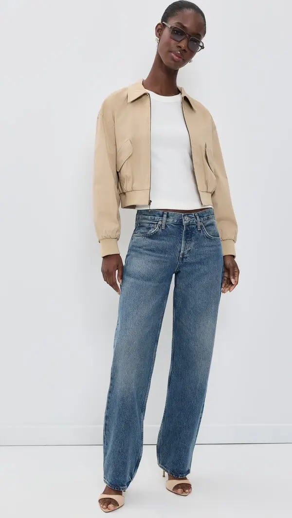 Good American The Twill Cropped Bomber Jacket