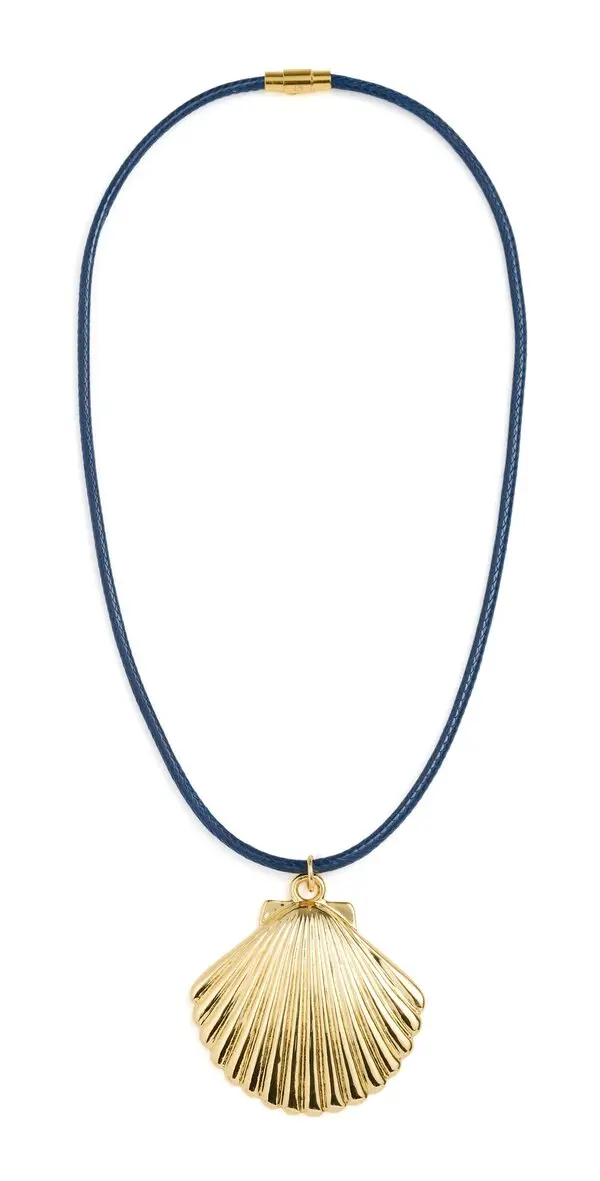 LOGAN TAY Gold Shell Cord Necklace