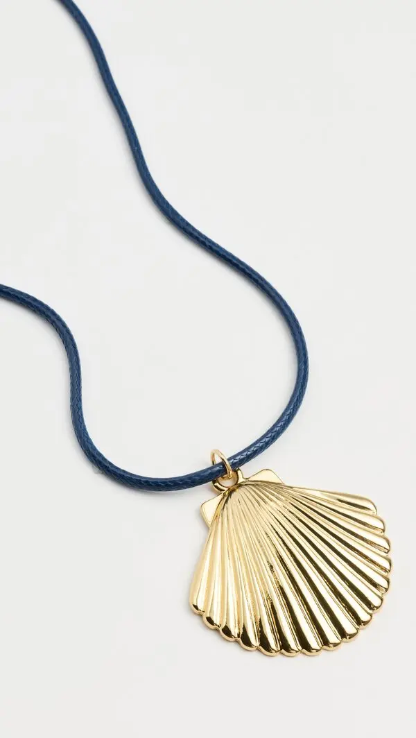 LOGAN TAY Gold Shell Cord Necklace