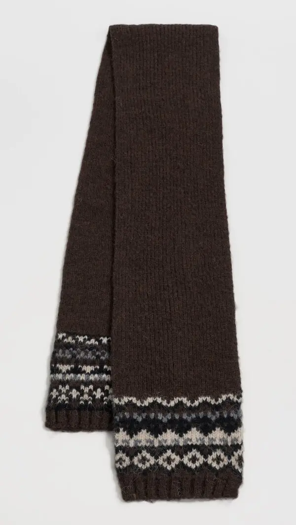 Hat Attack Fair Isle Knit Scarf - Chocolate Combo
