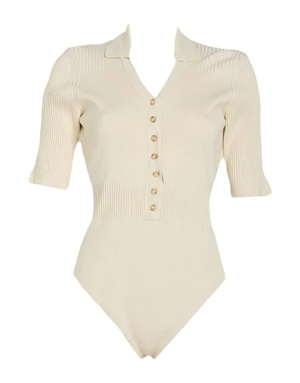 Jacquemus Bodysuit Ivory Size Viscose, Polyester