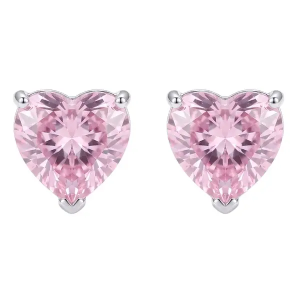 LATELITA Amore Heart Morganite Stud Earrings - Pink/silver