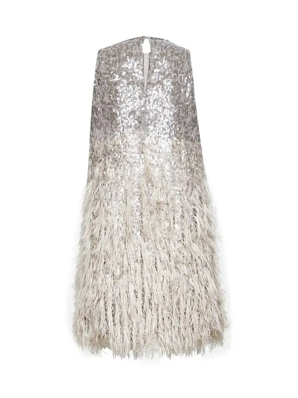 Brunello Cucinelli Dazzling Dégradé Mini Dress In Cotton And Silk Fil Coup - Nude