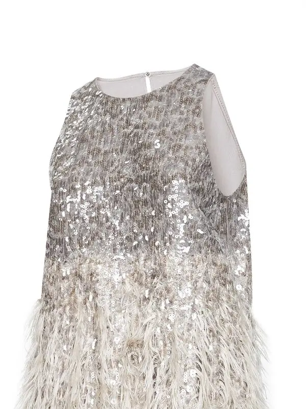 Brunello Cucinelli Dazzling Dégradé Mini Dress In Cotton And Silk Fil Coup - Nude
