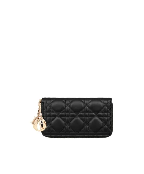 Dior Medium Lady Zipped Wallet - Black