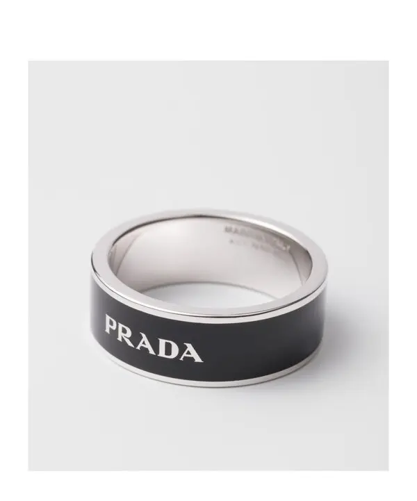 Prada Enameled Silver Ring