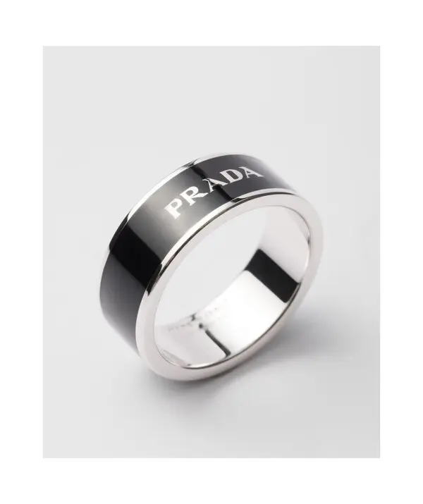 Prada Enameled Silver Ring