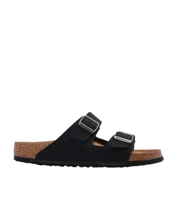 BIRKENSTOCK Arizona Leather Bucked Sandals - Black