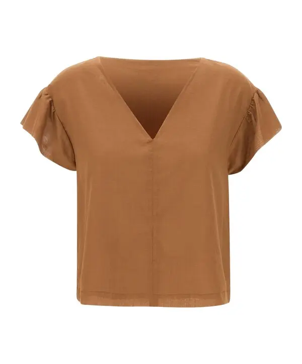 KAOS V-neck Ruffled-sleeve Top