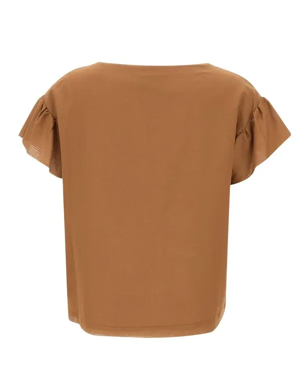 KAOS V-neck Ruffled-sleeve Top