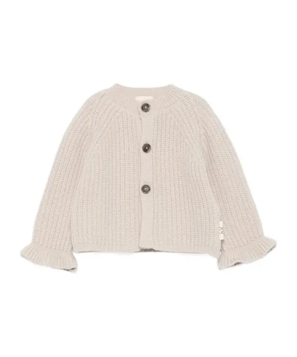 DOUUOD Ruffle-cuff Chunky-knit Cardigan