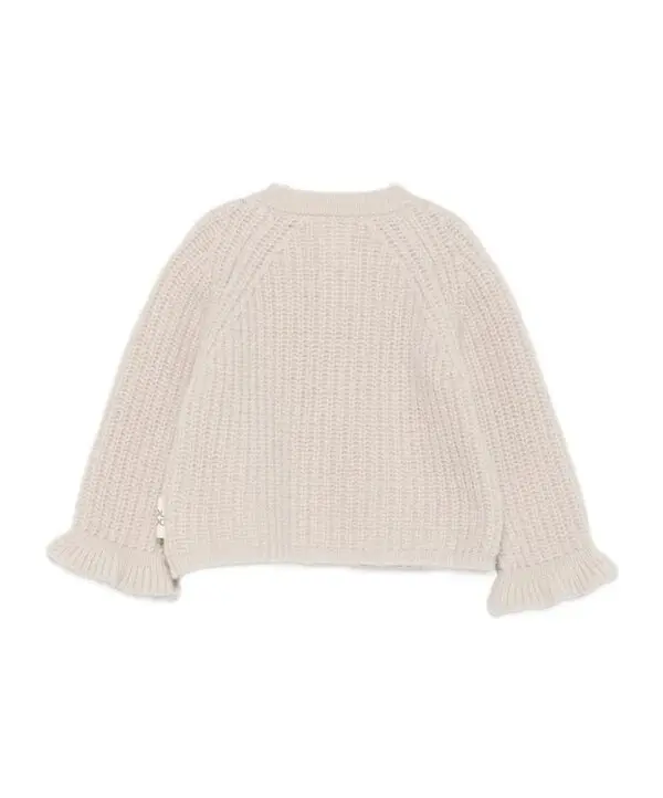 DOUUOD Ruffle-cuff Chunky-knit Cardigan