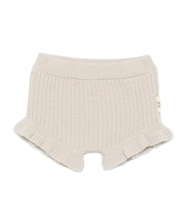 DOUUOD Ruffle-trim Knitted Bloomers - Beige