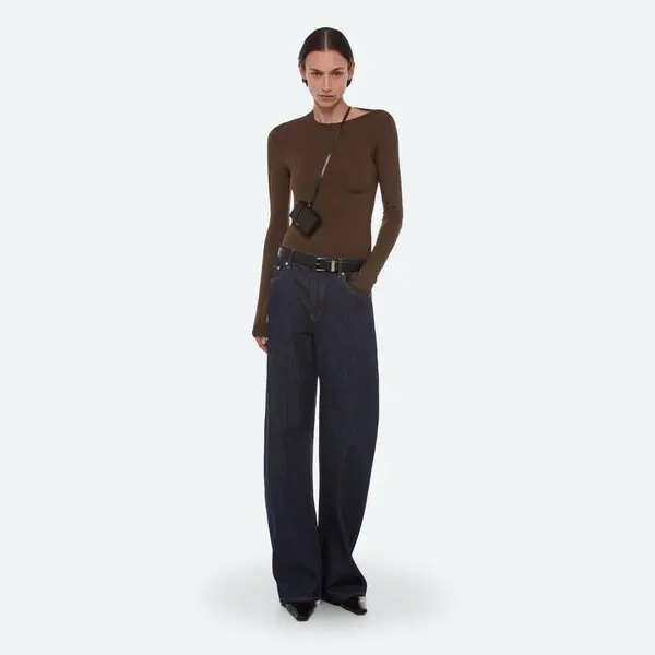 Helmut Lang Asymmetric Long-sleeve Top - Bark
