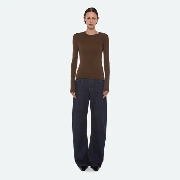 Helmut Lang Asymmetric Long-sleeve Top - Bark