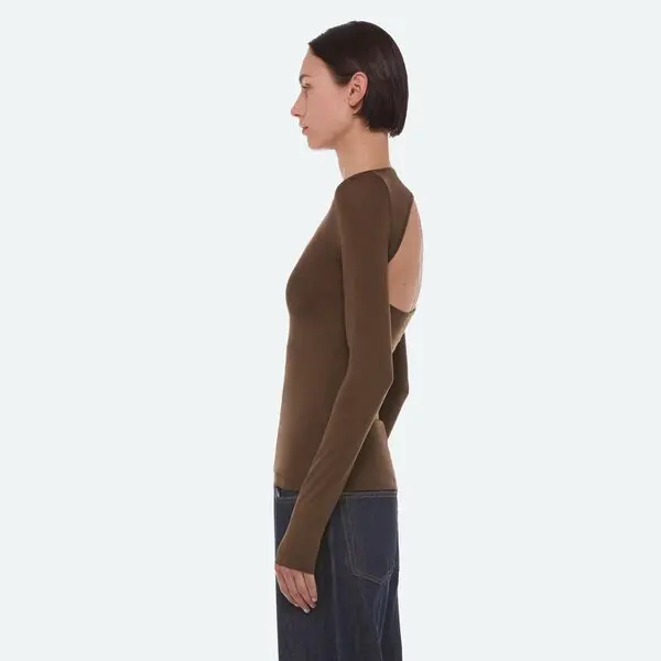 Helmut Lang Asymmetric Long-sleeve Top - Bark