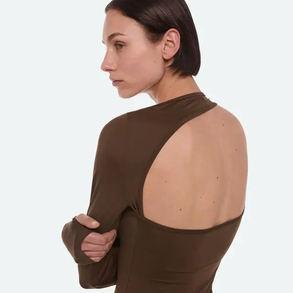 Helmut Lang Asymmetric Long-sleeve Top - Bark
