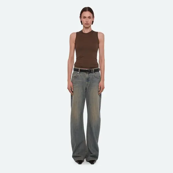 Helmut Lang Asymmetric Cutout Tank - Bark