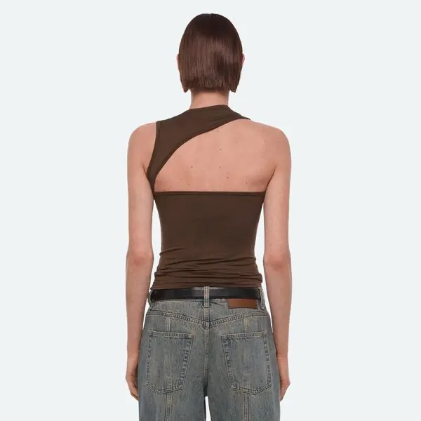 Helmut Lang Asymmetric Cutout Tank - Bark