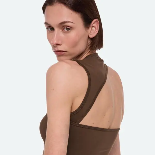Helmut Lang Asymmetric Cutout Tank - Bark