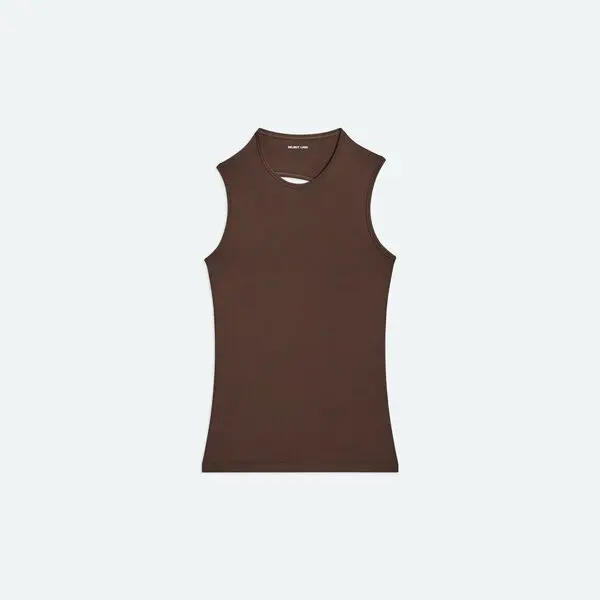 Helmut Lang Asymmetric Cutout Tank - Bark