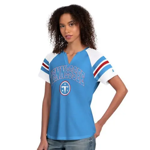 STARTER Tennessee Titans Game On Notch Neck Raglan T-shirt
