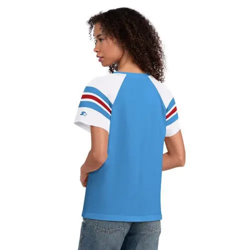 STARTER Tennessee Titans Game On Notch Neck Raglan T-shirt