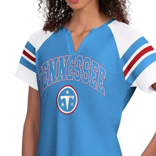 STARTER Tennessee Titans Game On Notch Neck Raglan T-shirt