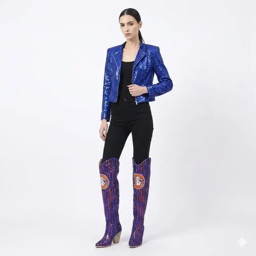 CUCE Denver Broncos Over-the-knee Two-tone Sequin Boots