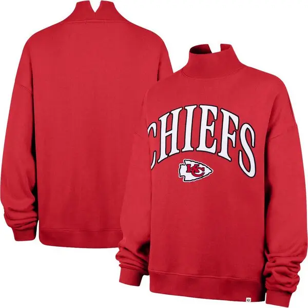 '47 Kansas City Chiefs Oversized Vantage Mock Neck Sweatshirt - Red